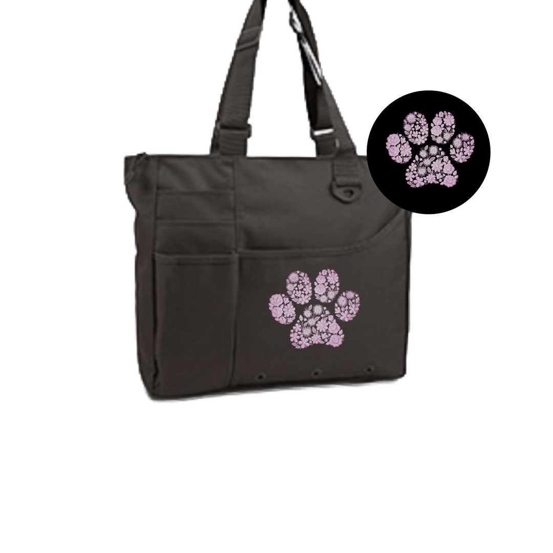 Floral Paw Print Design Our New Puppy Gift Dog Tote Dog Bag Day Camp ...