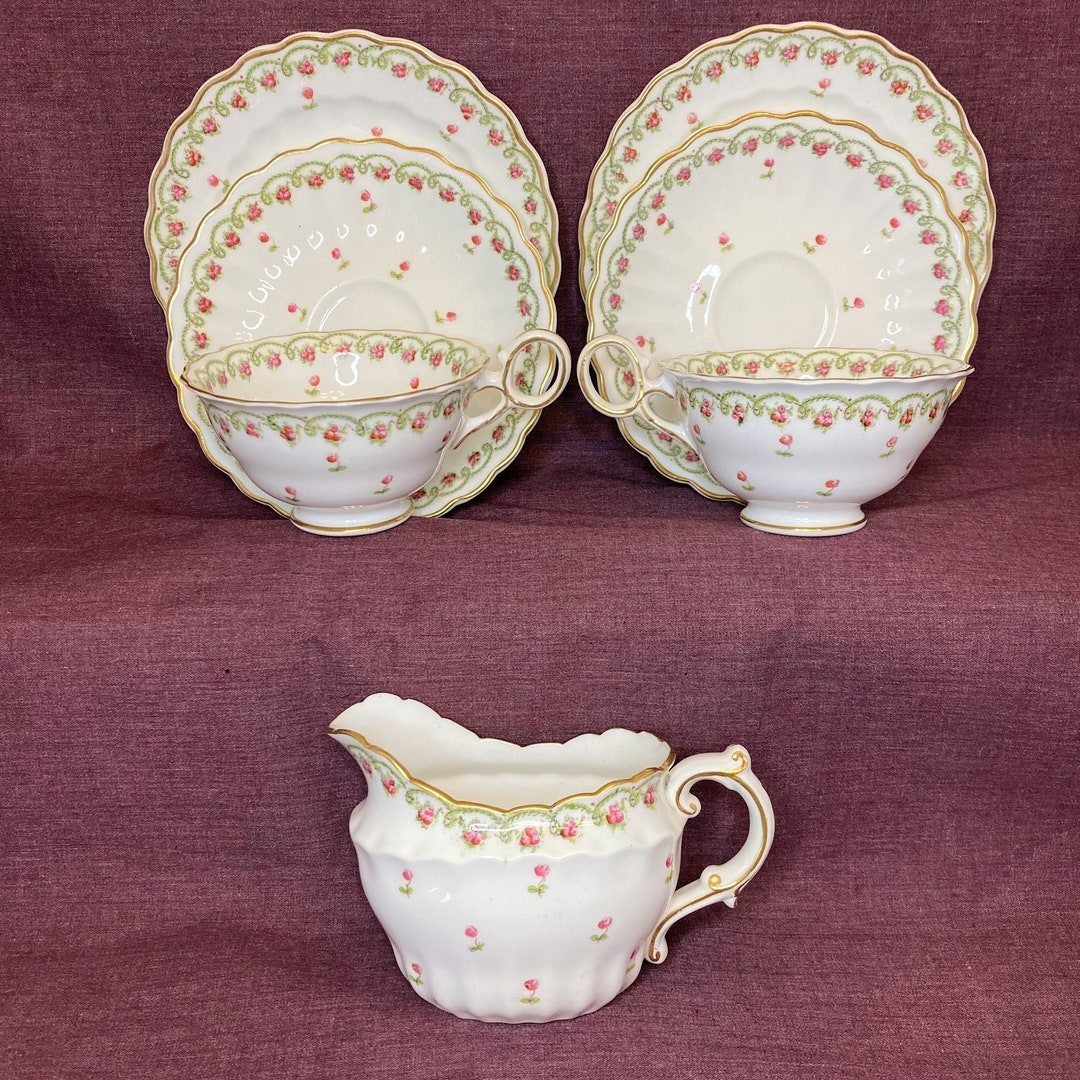 GEORGE JONES CRESCENT Tea & Dessert Set Pink Roses With Garlands - Etsy