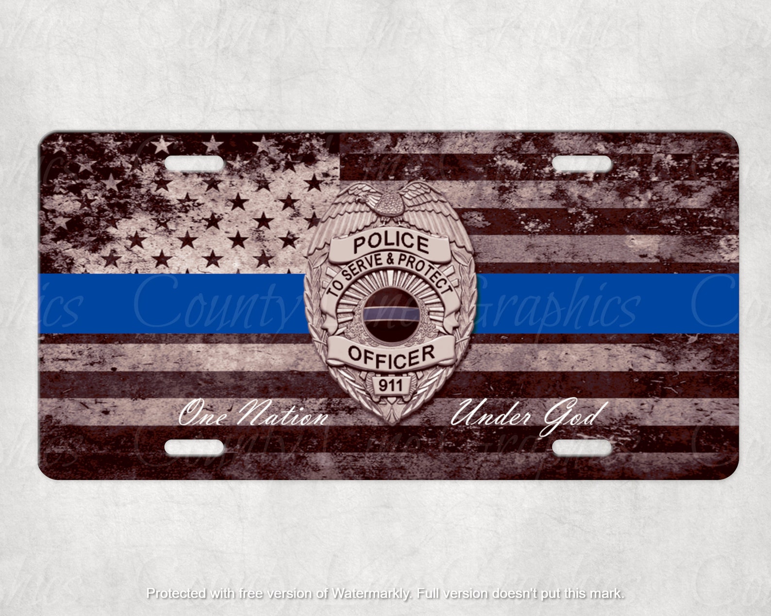 American Flag Police License Plate Public Safety Vanity | Etsy