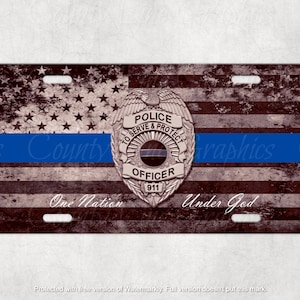 American Flag Police License Plate - Public Safety Vanity Plate ...