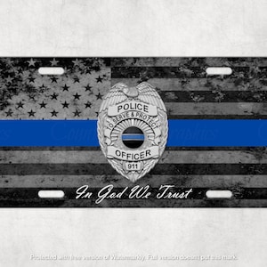 American Flag Police License Plate Public Safety in God We Trust Vanity ...
