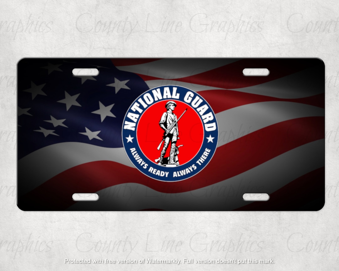 National Guard License Plate - American Flag Military Novelty Plate ...