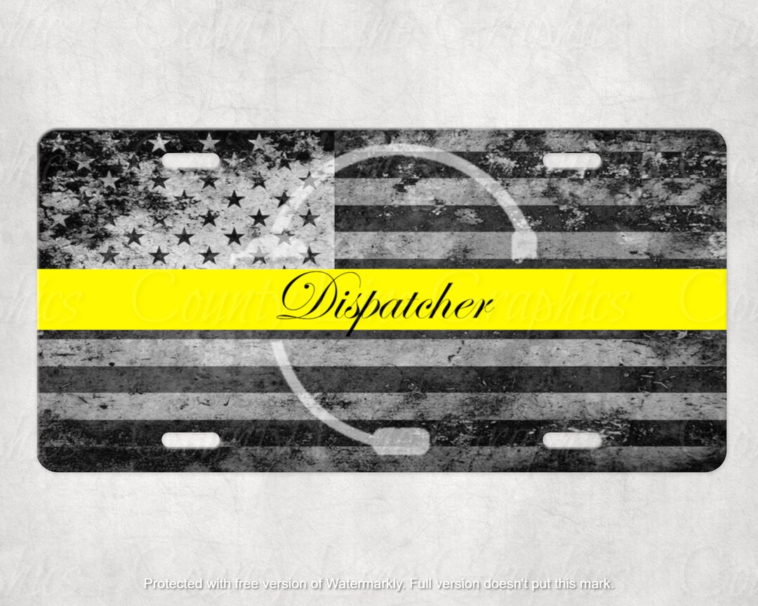 Dispatcher License Plate - Yellow Line Auto Car Tag - Public Safety ...