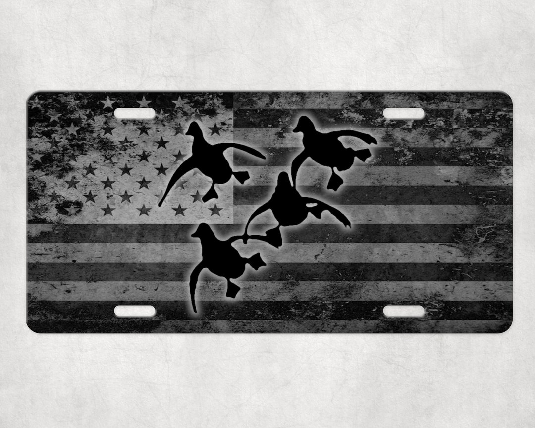 American Flag License Plate - Flying Ducks Silhouette Graphic Vanity ...