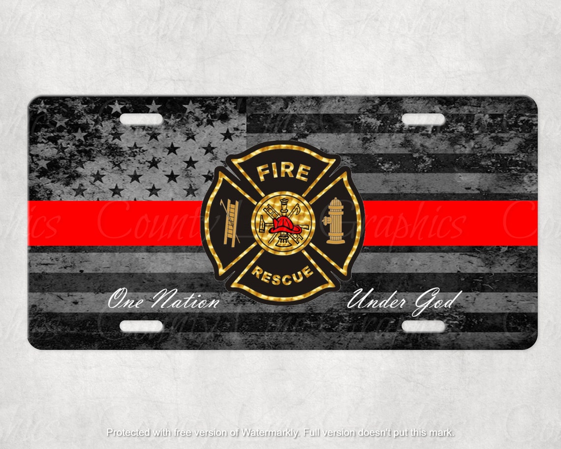 American Flag Firefighter, Fireman License Plate - Public Safety Vanity ...