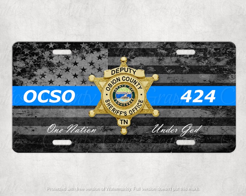 American Flag Police License Plate - Public Safety Vanity Plate ...