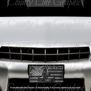 Distressed American Flag License Plate - Muted Gray Don't Tread on Me ...