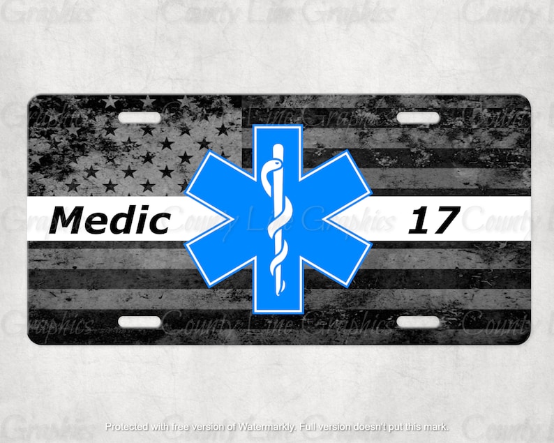 American Flag EMS License Plate Public Safety Vanity Plate - Etsy