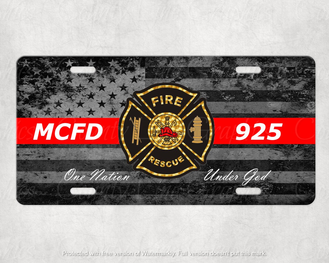 American Flag Firefighter, Fireman License Plate - Public Safety Vanity ...