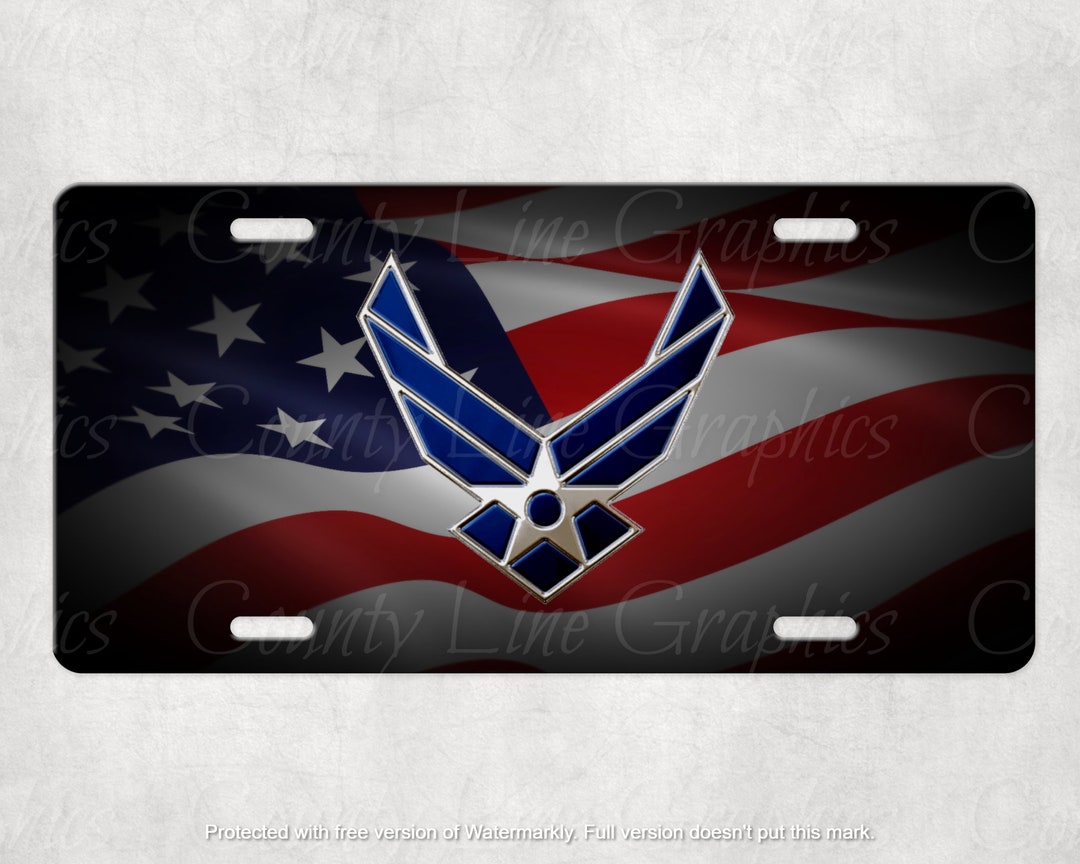 USAF Air Force License Plate - American Flag Military Novelty Plate ...