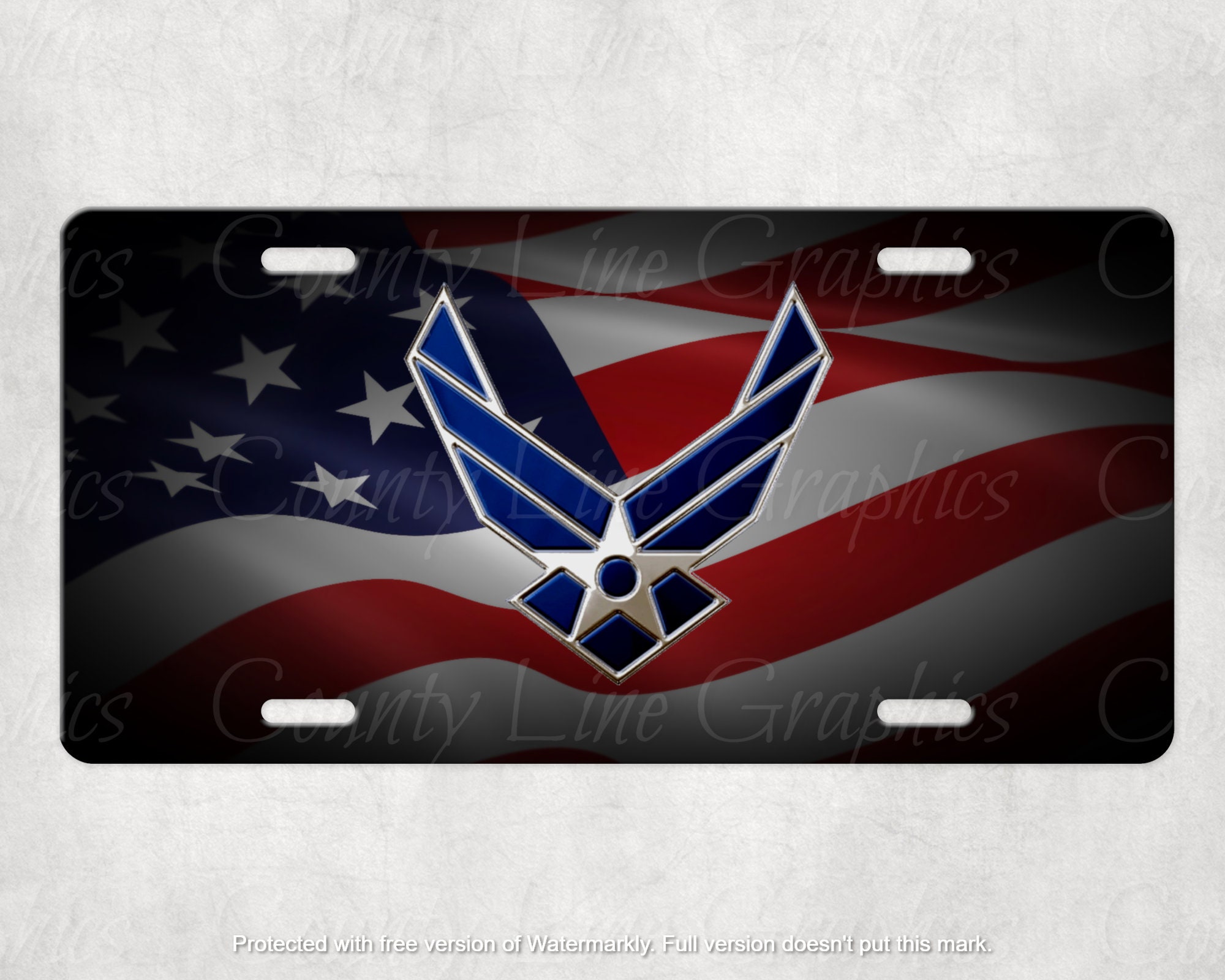 USAF Air Force License Plate - American Flag Military Novelty Plate ...