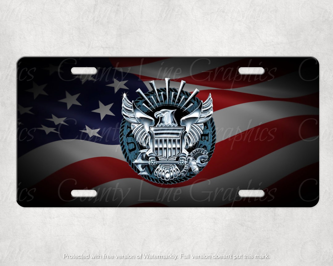 USN Navy License Plate - American Flag Military Novelty Plate - Navy ...