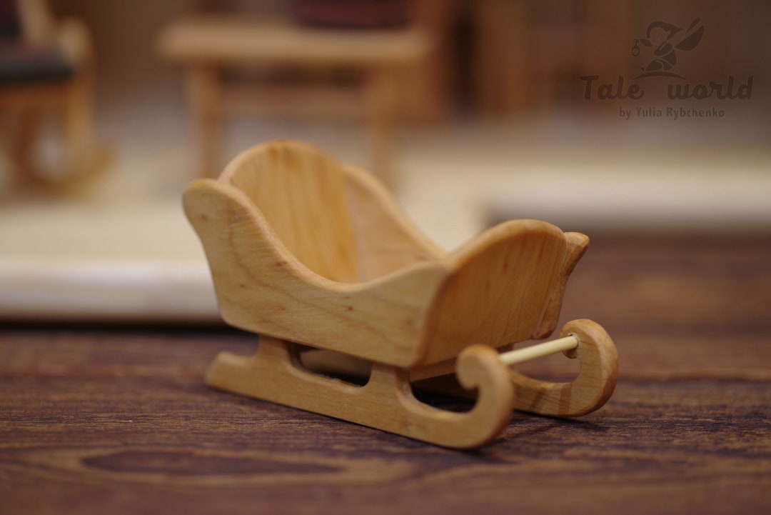 Miniature Wooden Doll Sleigh, Christmas Sleigh, Santa Sleigh, Dollhouse ...