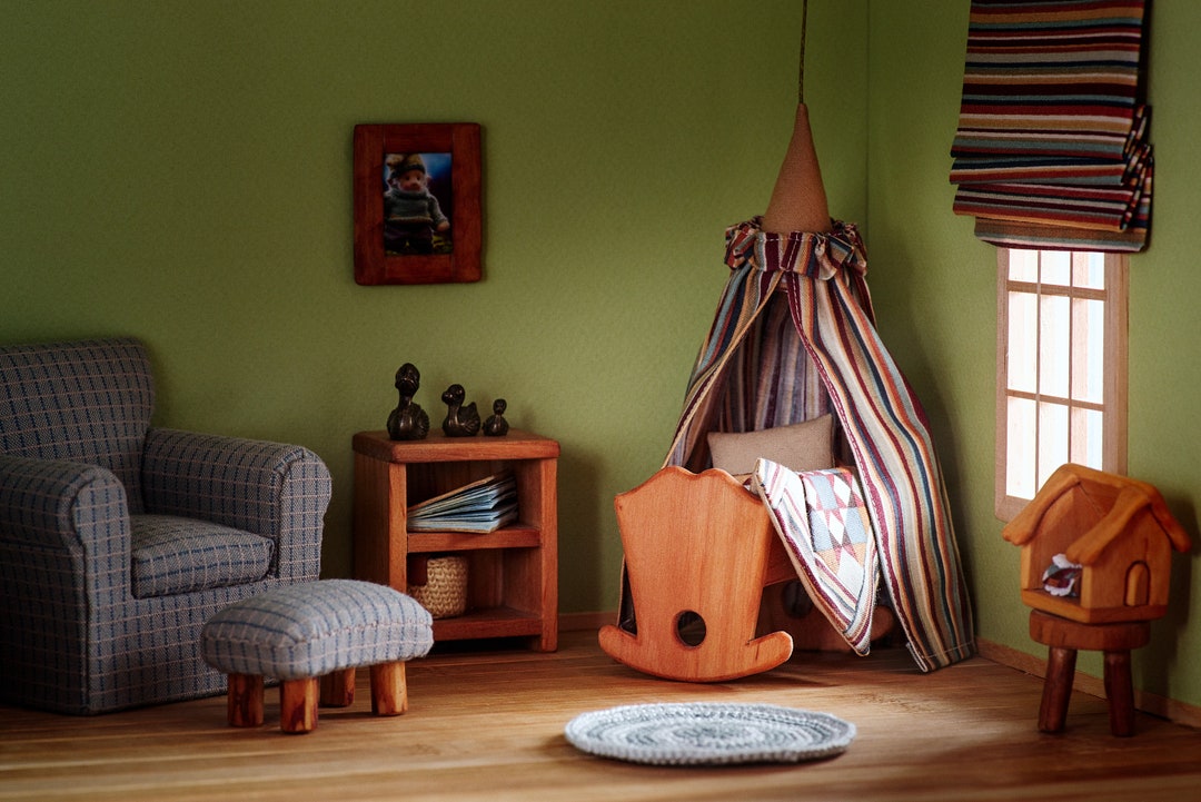 Crafted Wooden Baby Cradle. Miniature Cradle Without Baldachin Holder ...