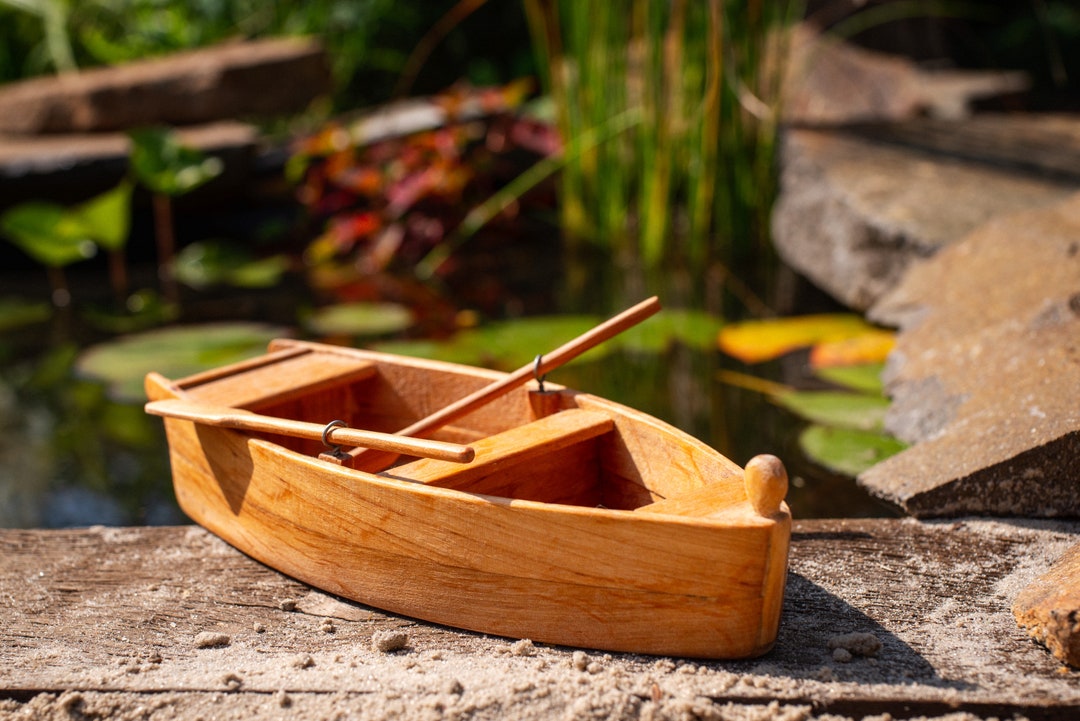 Miniature Wooden Rowboat – Handmade Waldorf-inspired Boat for Dollhouse ...