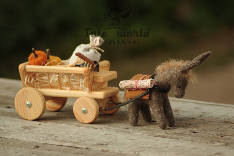 Stuffed Animal Donkey With Wood Cart Supernatural Gifts - Etsy