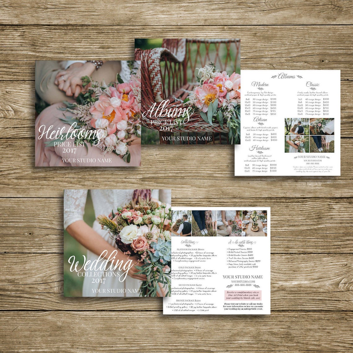 4 Piece Photography Studio Price List Bundle 5x5 Photography Price List ...