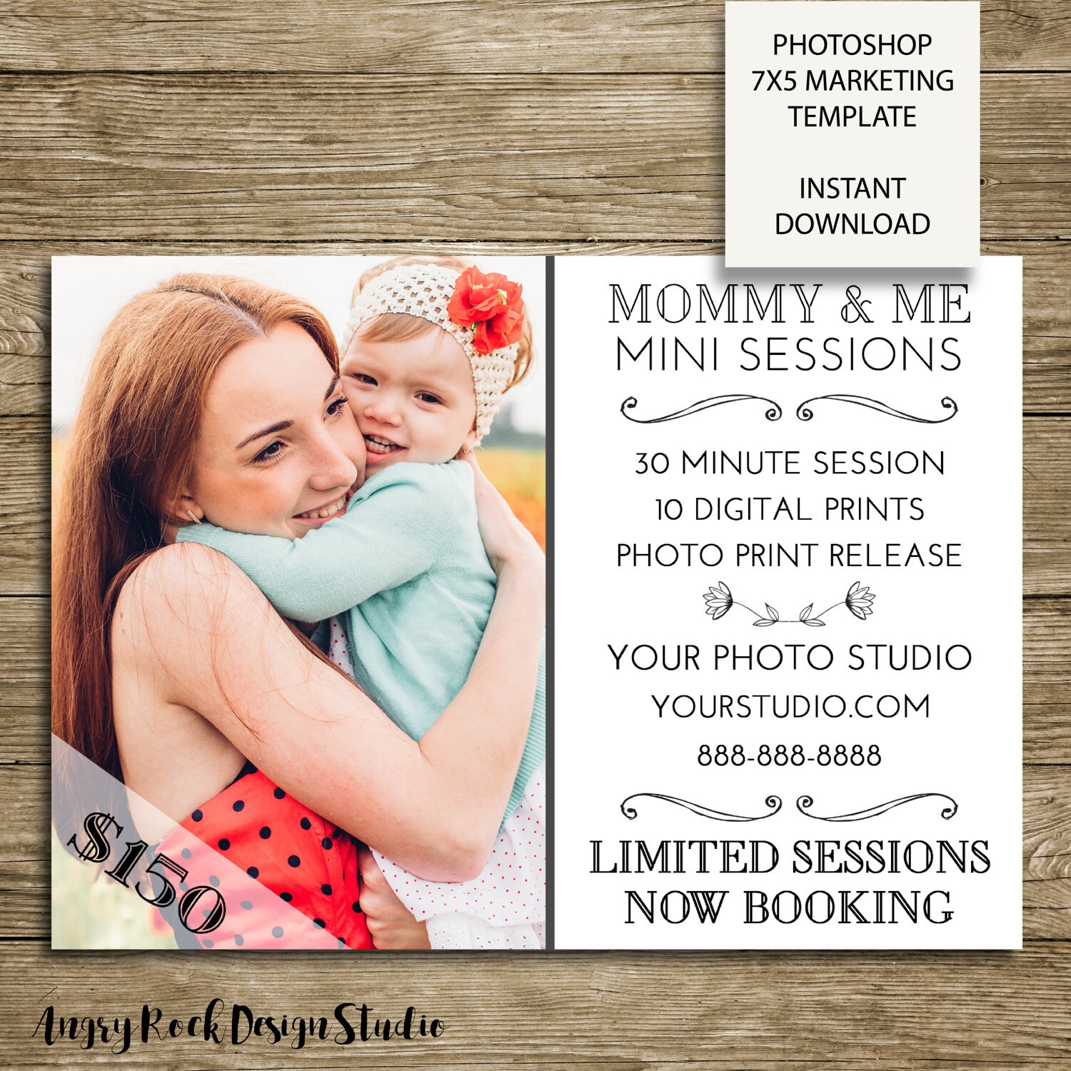 Mommy & Me Mini Session 7x5 Photoshop Marketing Template | Etsy