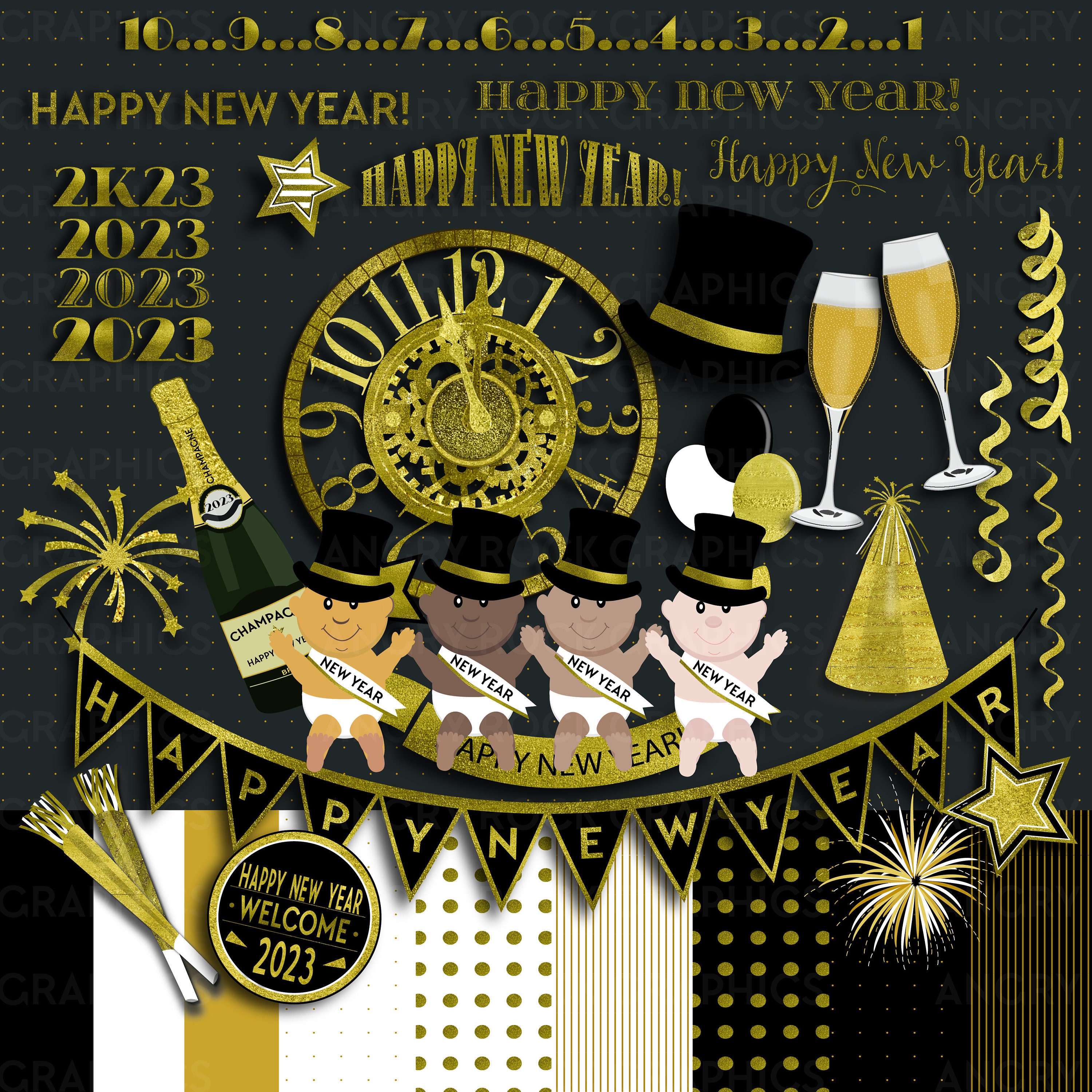 New Years Party Favors Clip Art