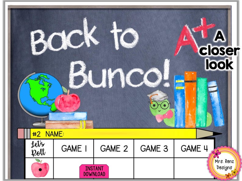 Back to School Bunco Party Printables: Score Cards, Invitations (PDF ...