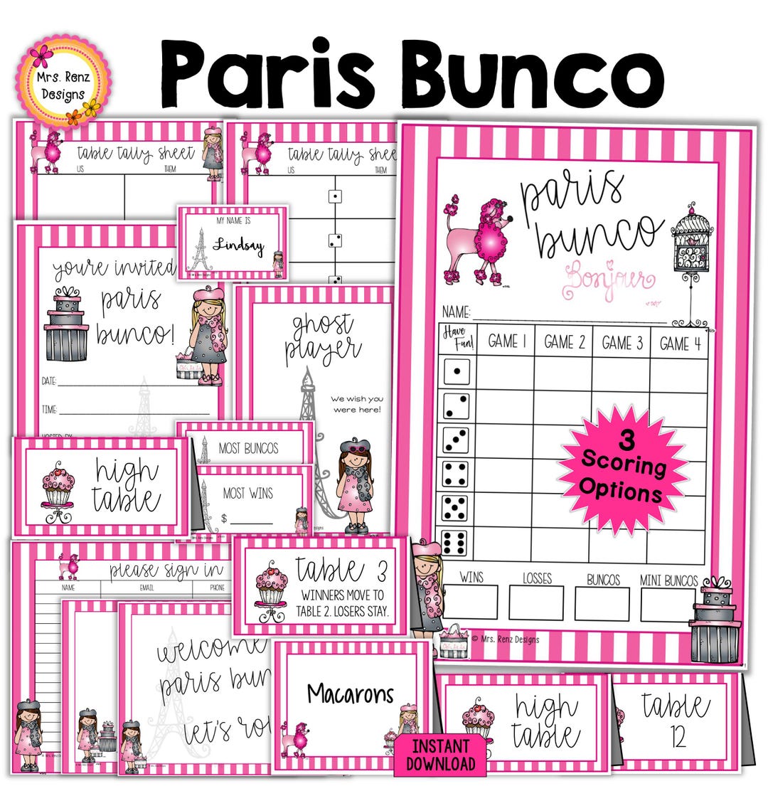 Paris Bunco Party Bundle: Score Cards, Invitations, and More (PDF) - Etsy
