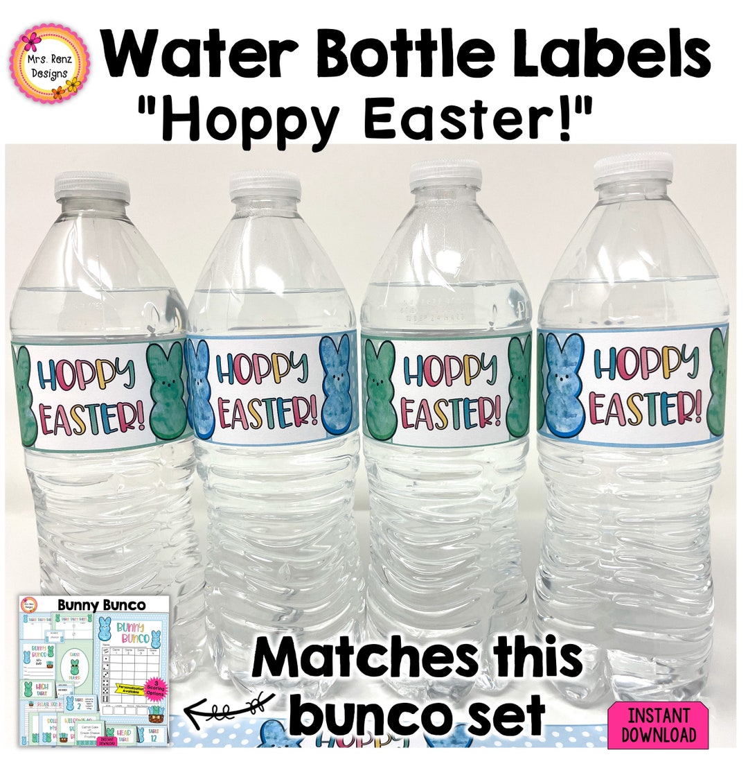 Easter Water Bottle Labels: Hoppy Easter Party Favors (digital Download ...