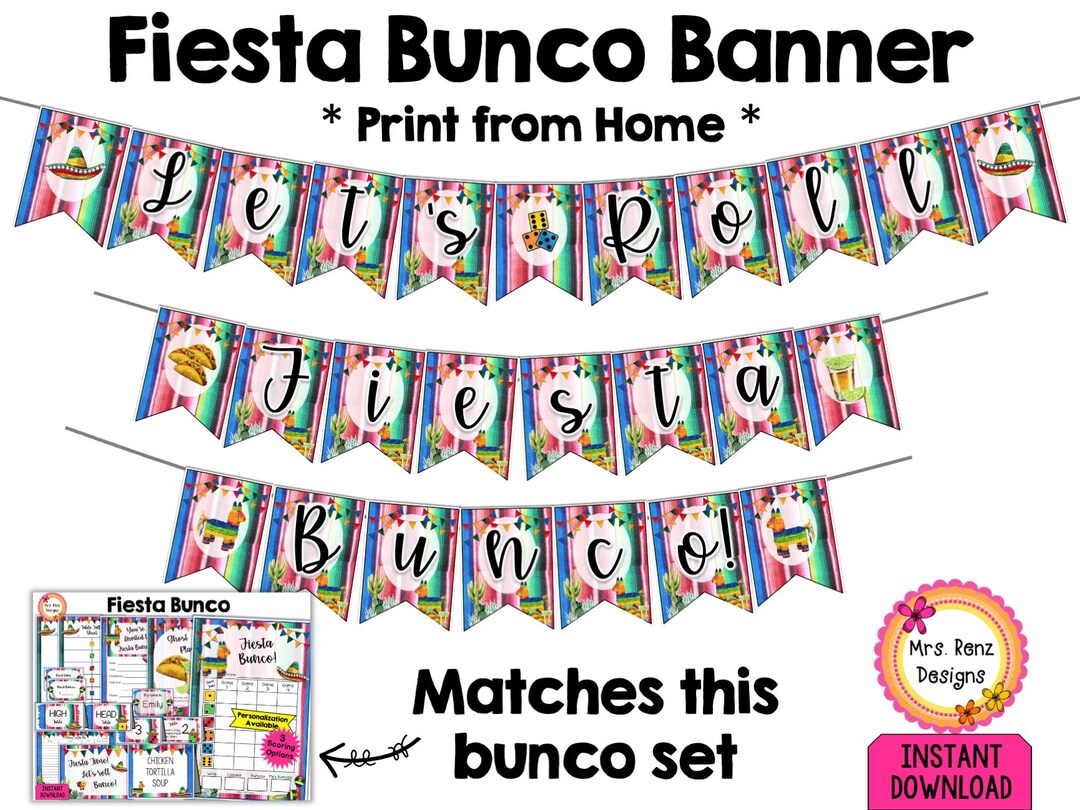 Cinco De Mayo Bunco Banner let's Roll Fiesta - Etsy
