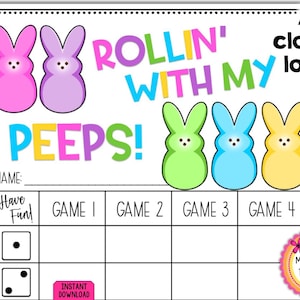 Rollin Bunco With My Peeps 27pgs Easter Bunco Scorecards Tally Sheets ...