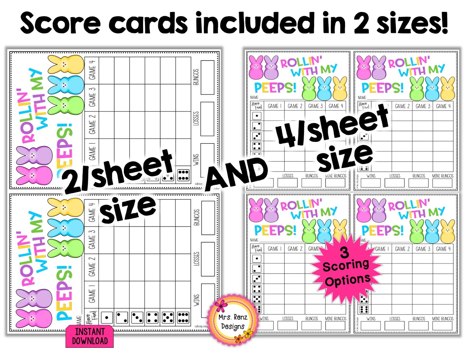 Easter Peep Bunco Party Kit: Scorecards, Invitations, and More (PDF ...