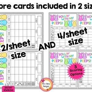 Rollin Bunco With My Peeps 27pgs Easter Bunco Scorecards Tally Sheets ...