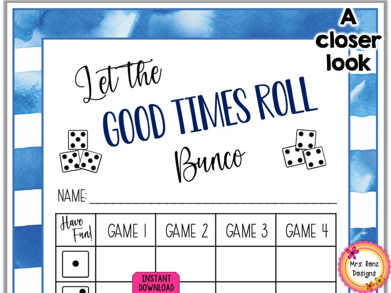 Watercolor Bunco Party Bundle: Printable Score Cards, Table Numbers ...