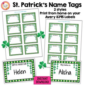 St. Patrick's Day Name Tags You Can Print From Home on Avery 8395 ...