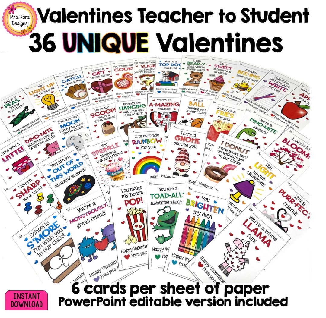 36 Unique Valentines for Teachers to Give Students From Teacher to ...