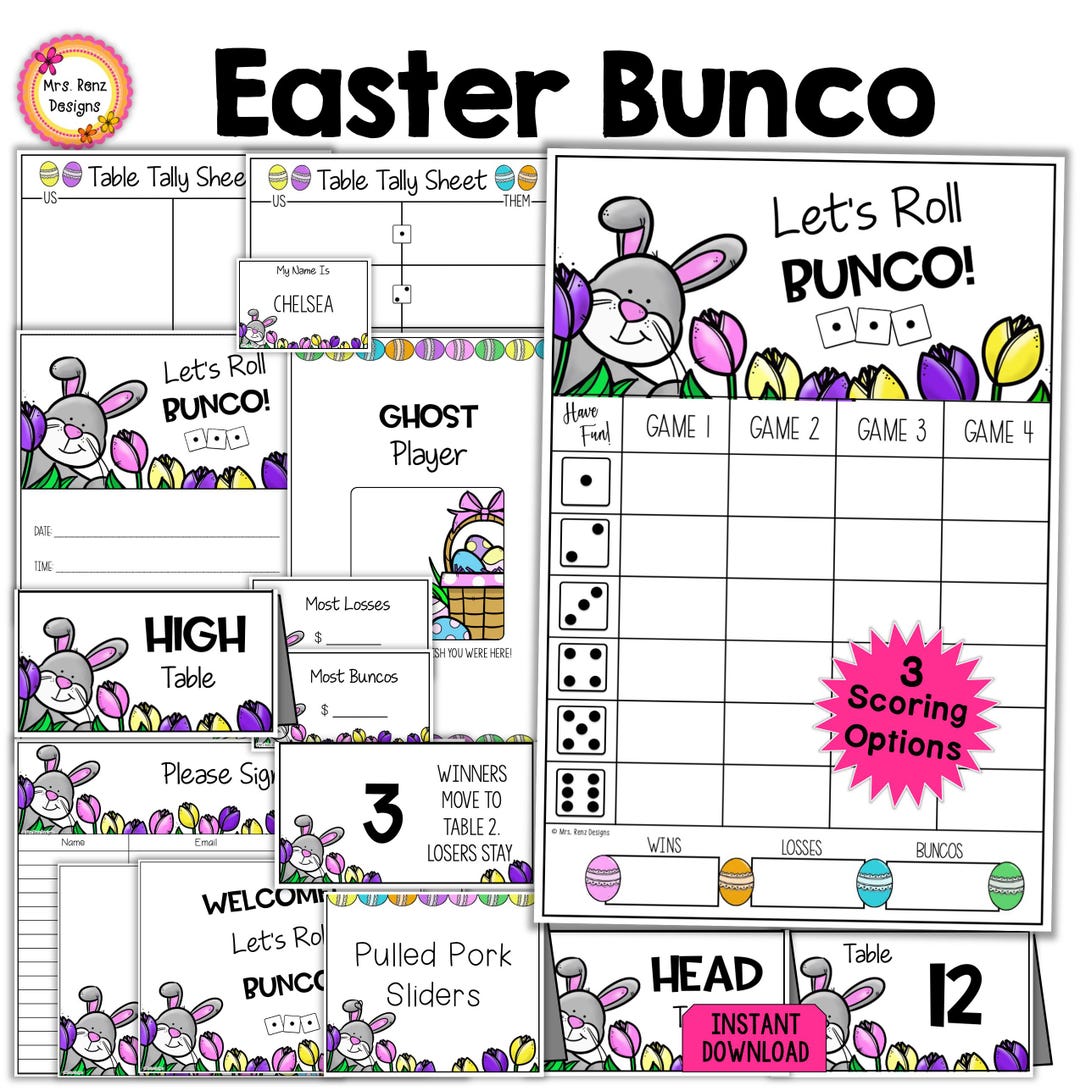 Easter Bunco Bundle 27pgs Easter Bunco Scorecrds Tally Sheets Table ...
