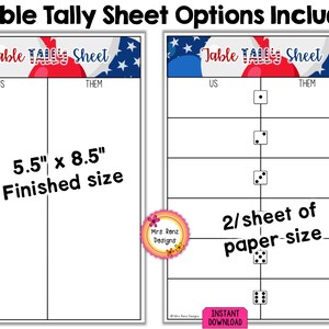 Patriotic Balloons Red White and Blue Bunco Bundle Scorecards Tally ...