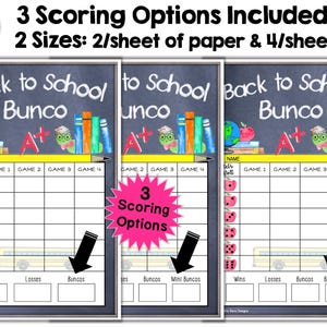 Back to School Bunco Bundle 27pgs September Bunco Score Sheets Table ...