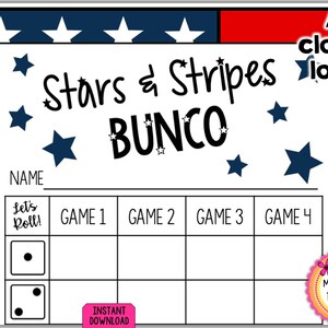 July Bunco or Memorial Day Bunco Bundle 27pgs Patriotic Bunco ...