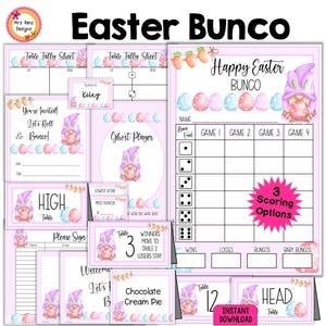 Easter Bunco Party Printables: Score Cards, Invitations, Table Numbers ...