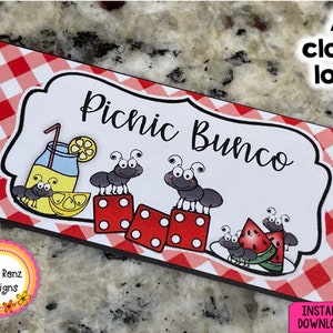 Picnic Bunco Water Bottle Wrappers: Summer Party Labels (printable PDF ...