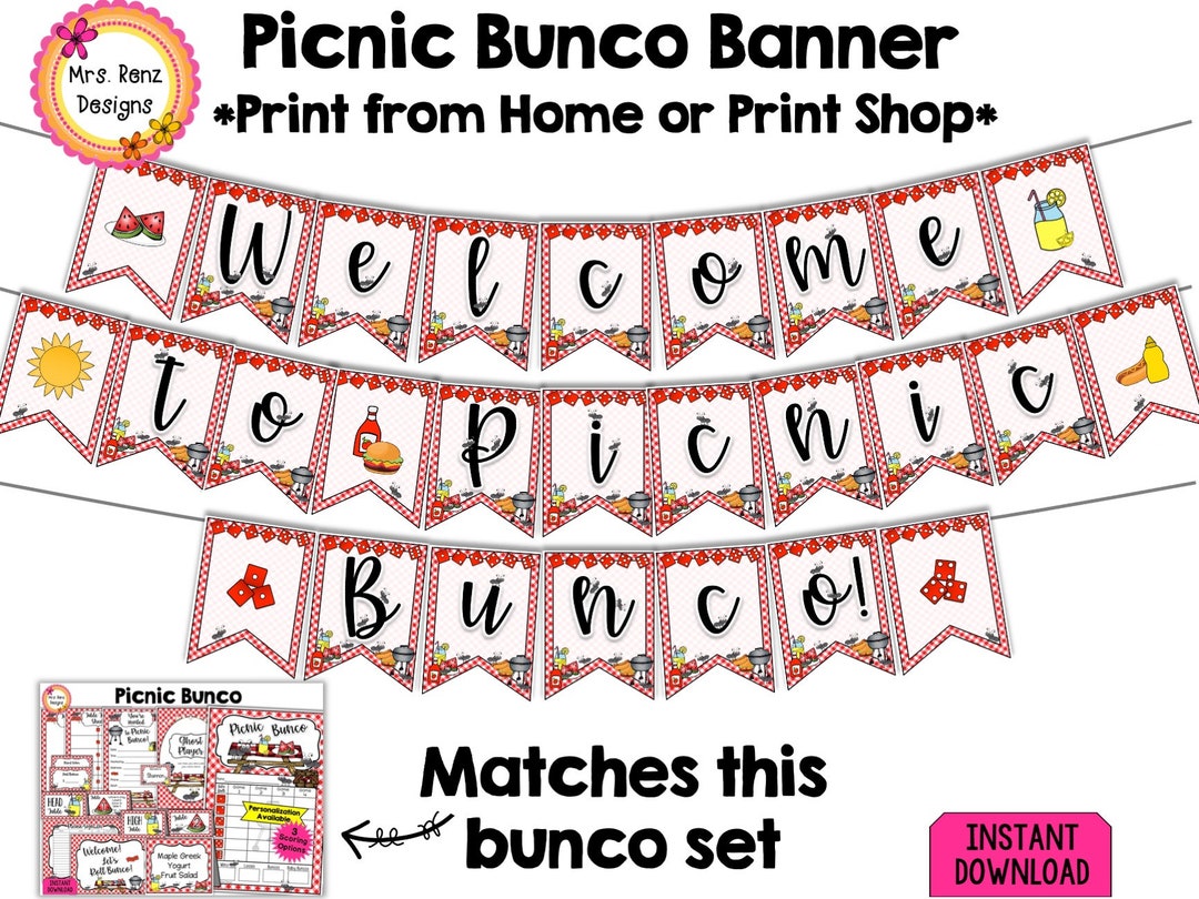 Summer Picnic Bunco Banner Printable Bunco Banner Picnic - Etsy