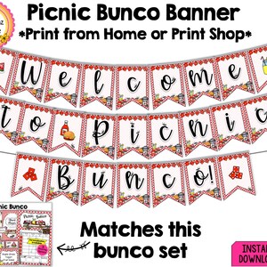 Summer Picnic Bunco Banner Printable Bunco Banner Picnic - Etsy
