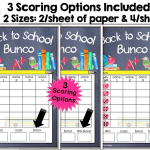 Back to School Bunco Bundle 27pgs September Bunco Score Sheets Table ...
