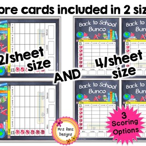 Back to School Bunco Bundle 27pgs September Bunco Score Sheets Table ...