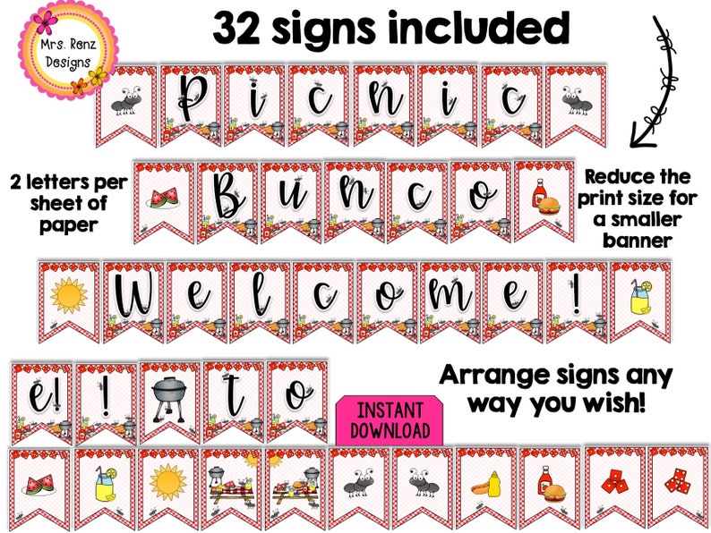 Summer Picnic Bunco Banner Printable Bunco Banner Picnic - Etsy
