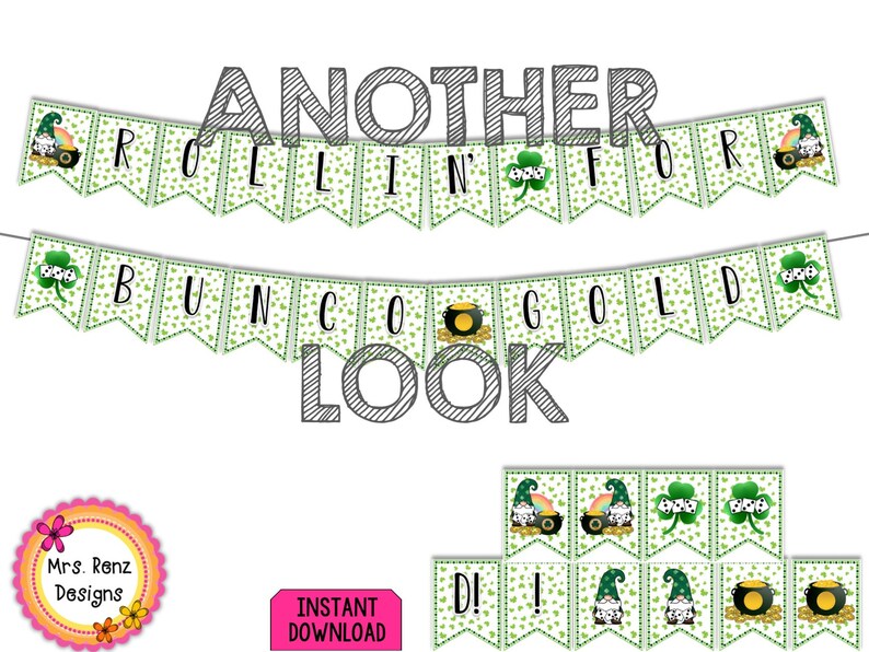 St. Patrick's Bunco Banner Printable St. Patricks - Etsy