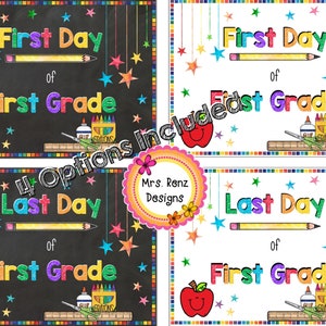 First Grade First Day and Last Day of School Signs 1st Grade School ...