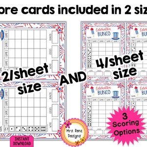 July Bunco Bundle 27pgs Patriotic Score Cards Tally Sheets Table ...