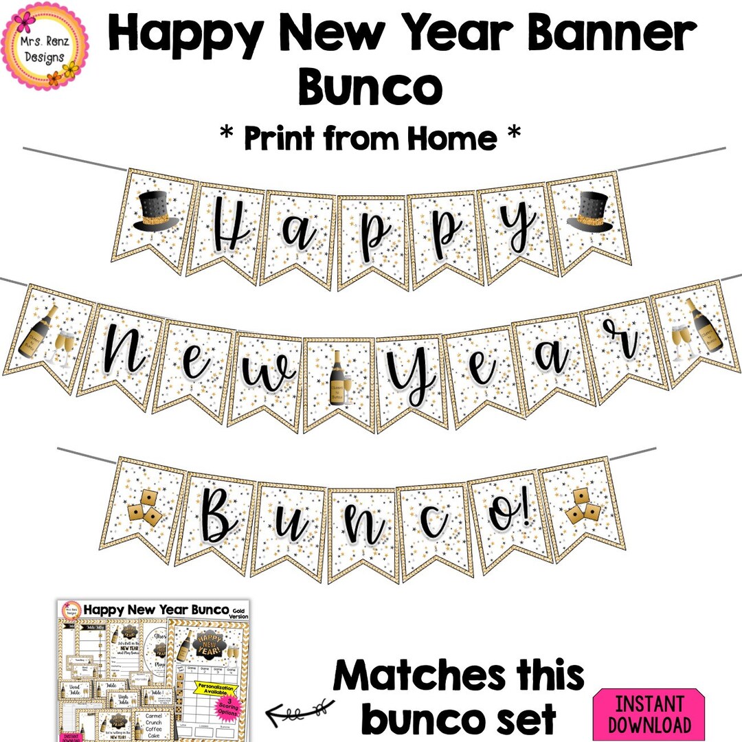 Banner for Happy New Year Bunco Printable Banner 13 Pages of Choices ...