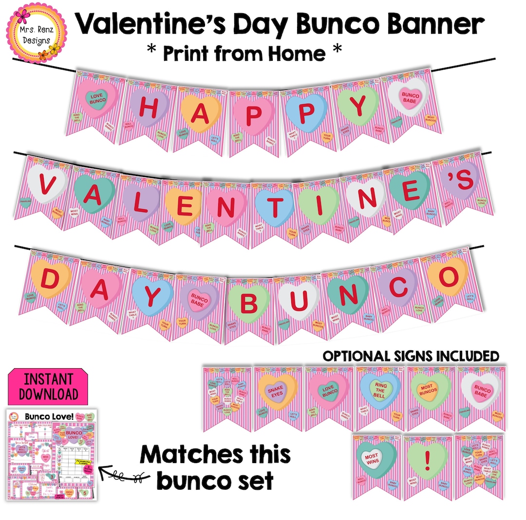 Bunco Banner for Valentine's Day - Valentine's Day Bunco Printable ...