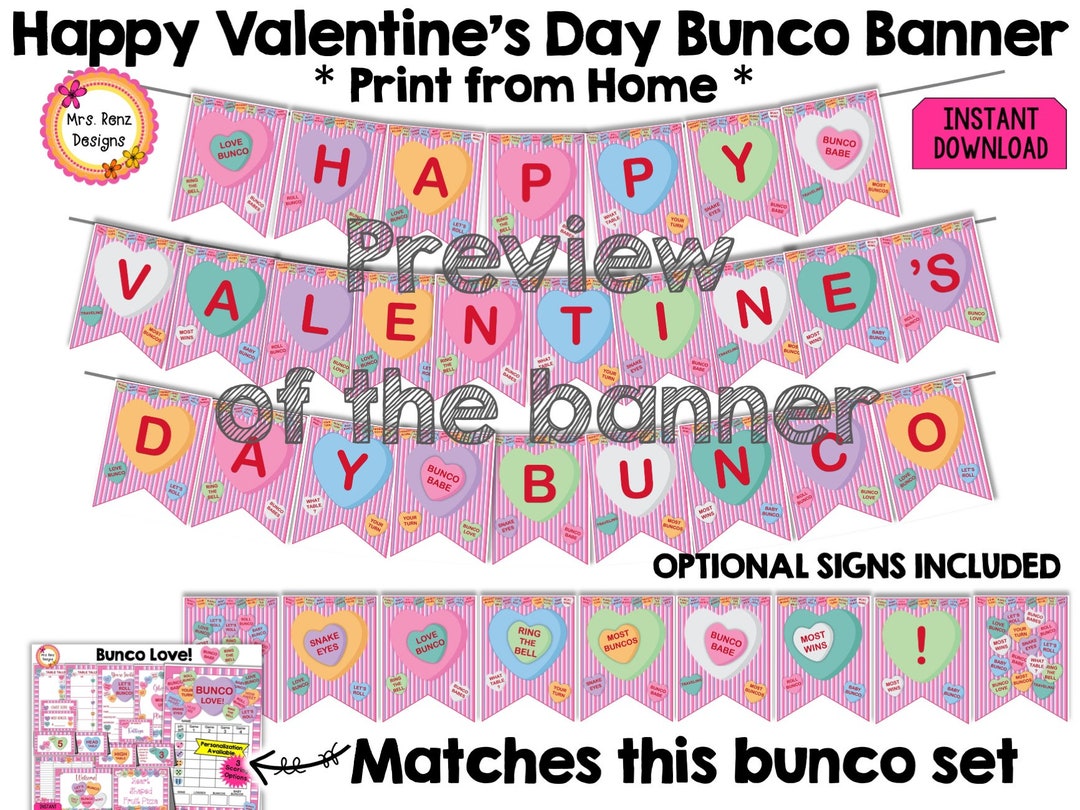 Bunco Banner for Valentine's Day Valentine's Day - Etsy